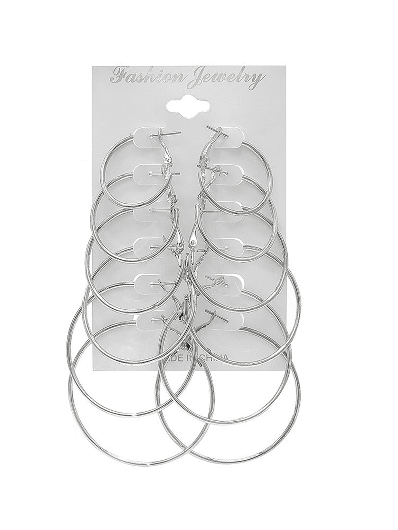 1set 6 Different Sizes Shiny Circle Huggie Hoop Earrings | SHEIN USA