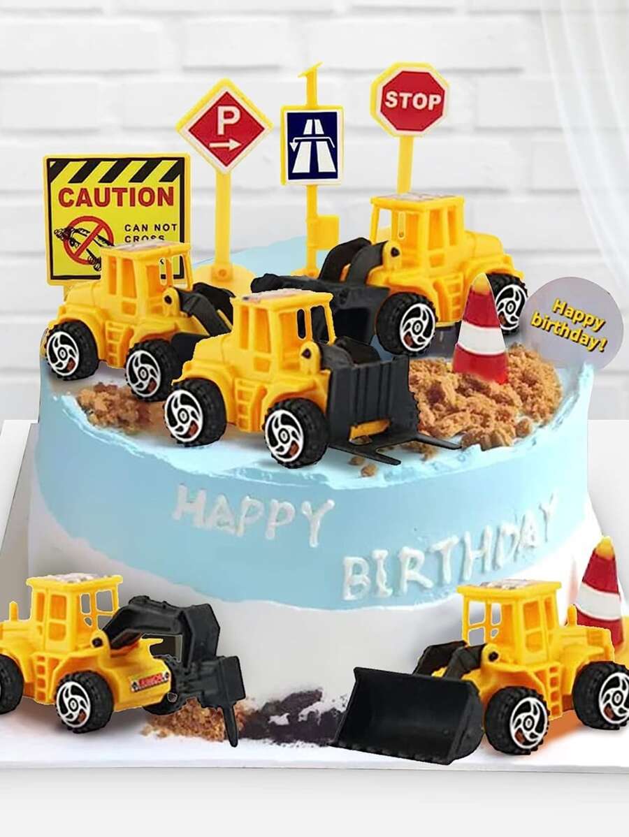 1set Construction Vehicle Cake Toppers With Excavator, Shovel ...