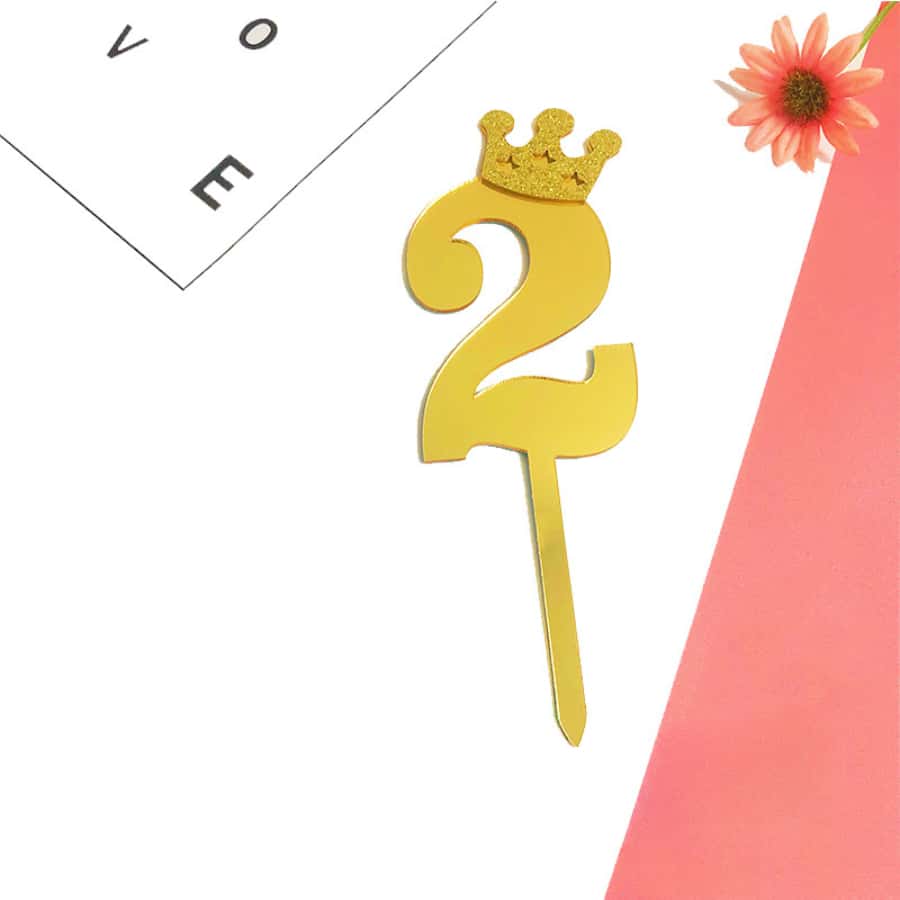 Crown Number 2 Cake Topper, Baking Dessert Decorating Insert For ...