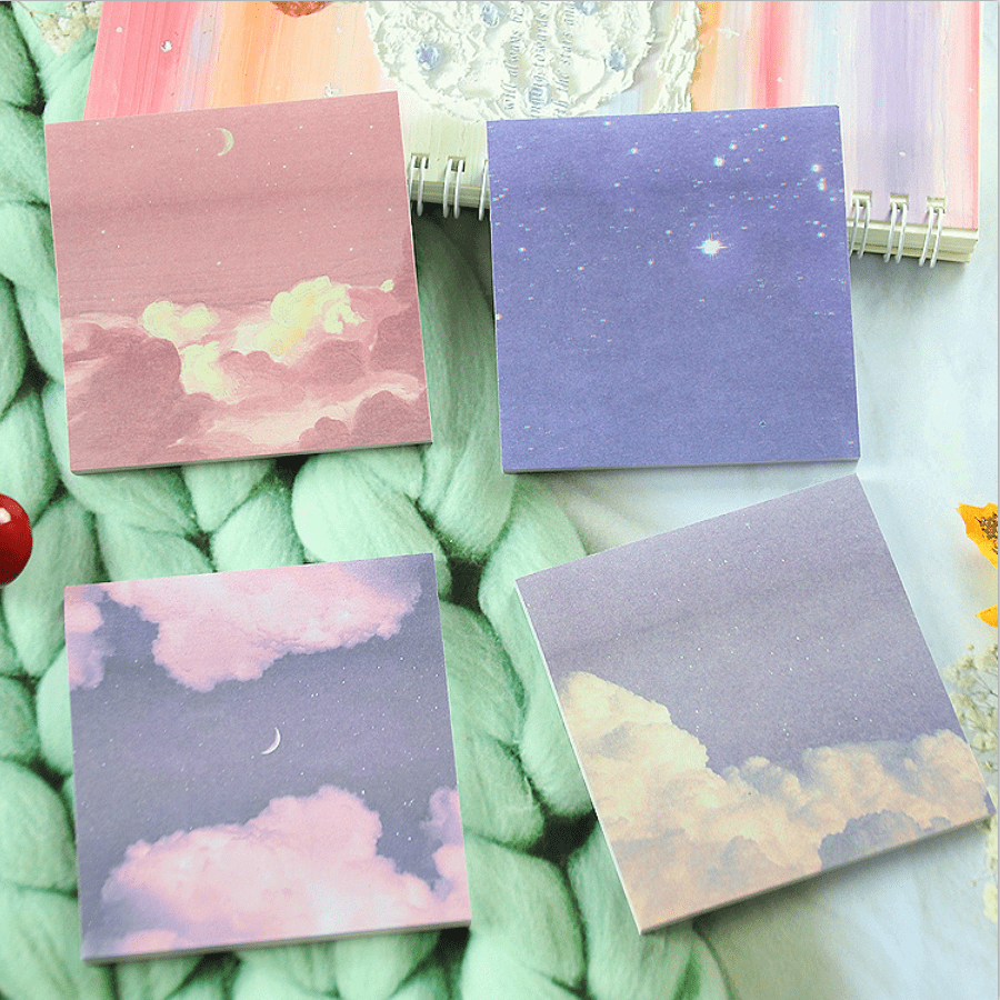 4 Packs Starry Sky Scenery Sticky Notes, Easy Tear And High Viscosity ...