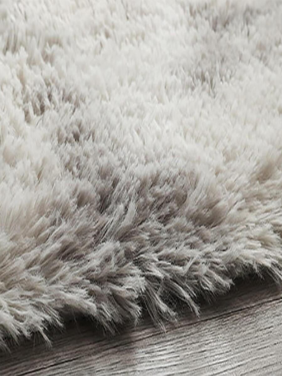 1pc Solid Fuzzy Rug, Grey Simple Plush Polyester Floor Mat, For Living ...
