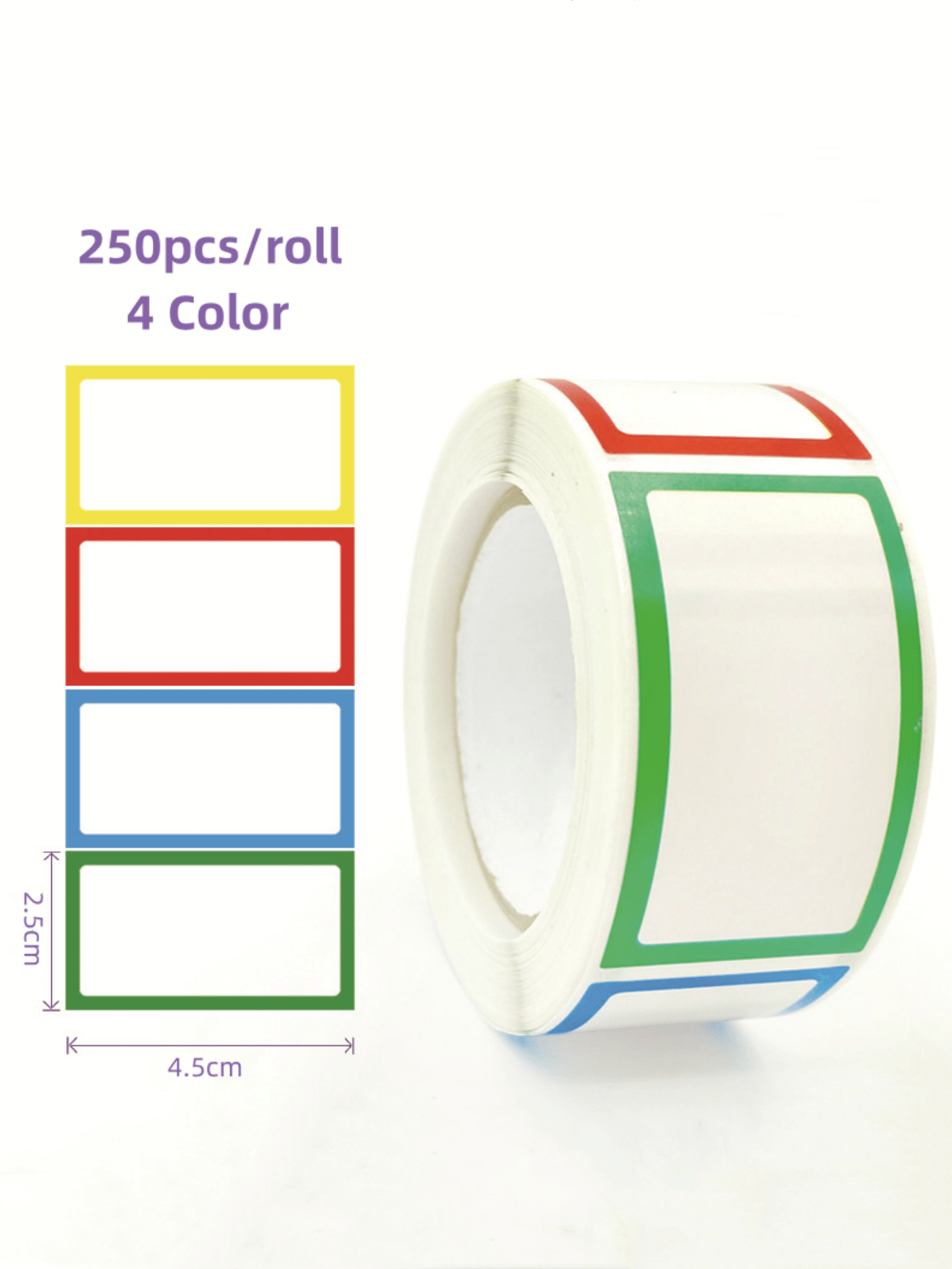 250pcs/roll 4-color Name Label Stickers,multicolor Blank Name Stickers ...