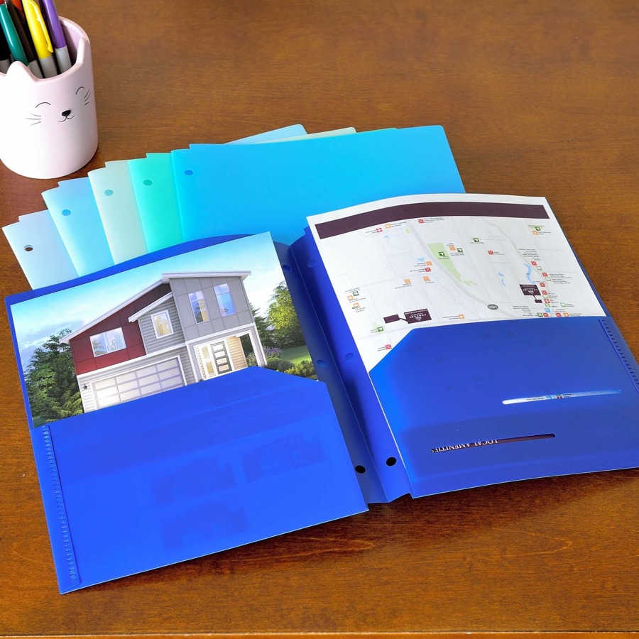 Youngever 12 Pack Heavy Duty Plastic Two Pocket Folders, Binder ...