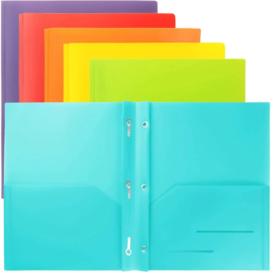 Youngever 6 Pack Heavy Duty Plastic Two Pocket Folders With 3 Prongs ...