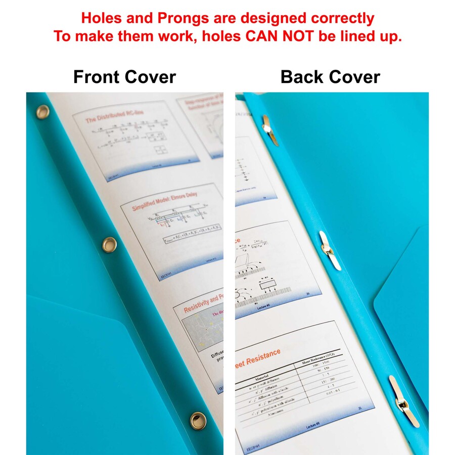 Youngever 6 Pack Heavy Duty Plastic Two Pocket Folders with 3 Prongs ...