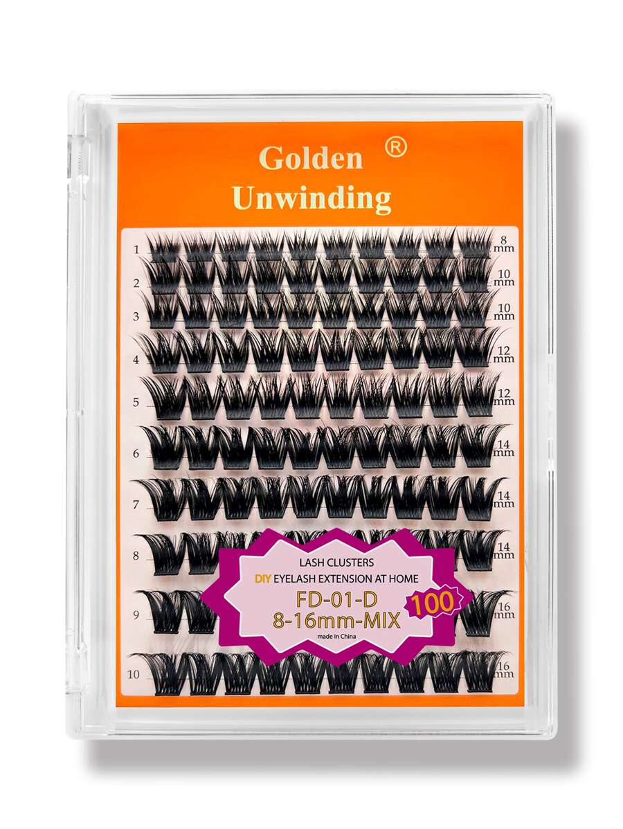 Golden Unwinding طقم إطالة الرموش الفاخر للاستخدام المنزلي - 220 عنقود ...