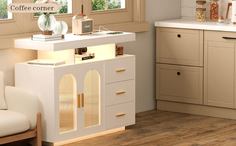Kasibie Sideboard Buffet Cabinet with Storage with 3 Drawers and 2 ...