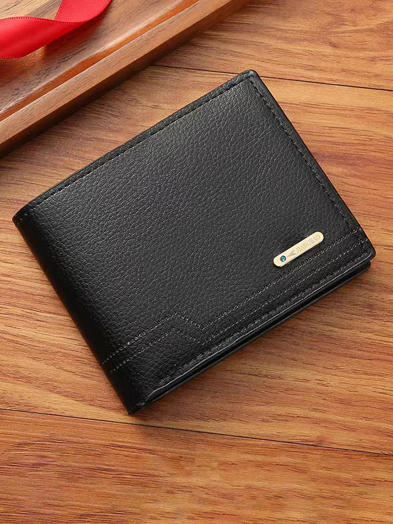 New Men's Wallet Men's Short Wallet Fashion Casual Lychee Pattern Soft ...