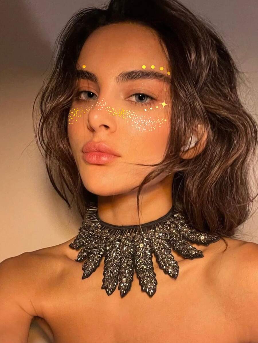 Face Tattoo Sticker With Gold Star And Circle Design, Waterproof And ...