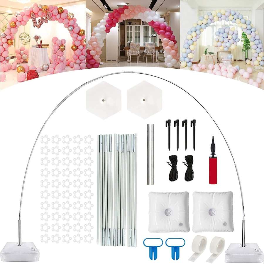 Upgraded Balloon Arch Stand Kit, Balloon Arch Frame With 15 White Rods ...