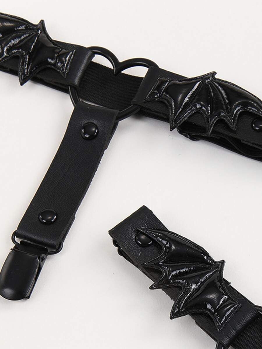 2pcs Women Gothic Style Leg Harness Garter Belt With Bat Wings ...