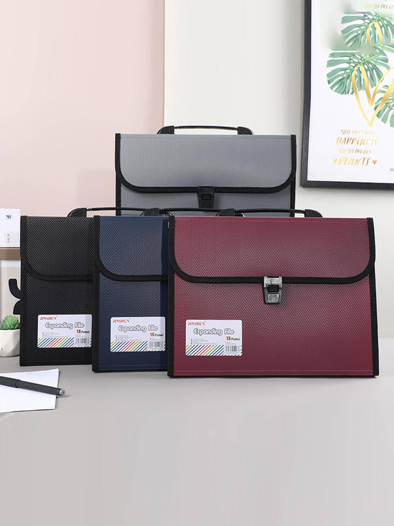 A4 Zipper File Bag Handheld Accordion Bag, Knitted Business Office ...