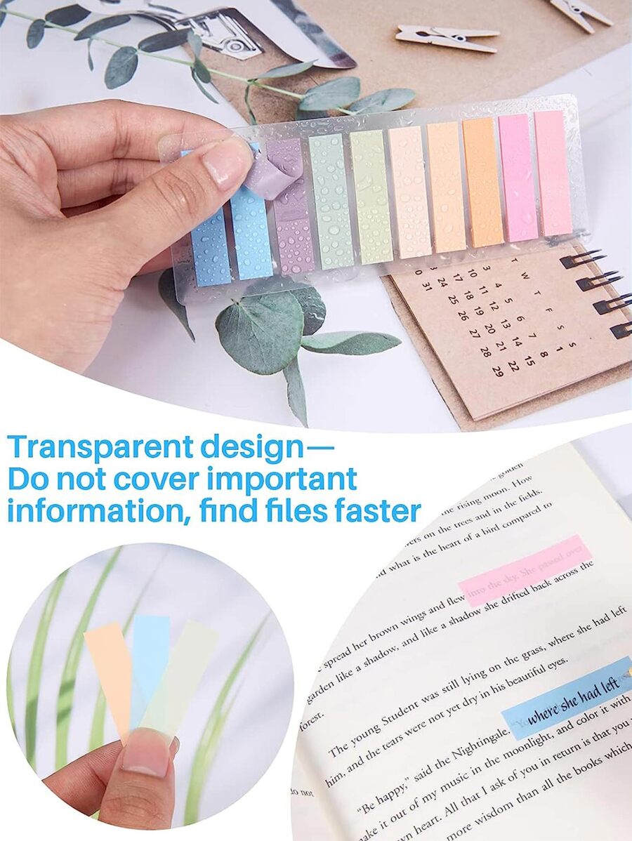 6pcs Transparent Waterproof Adhesive Index Tabs, Half-transparent ...