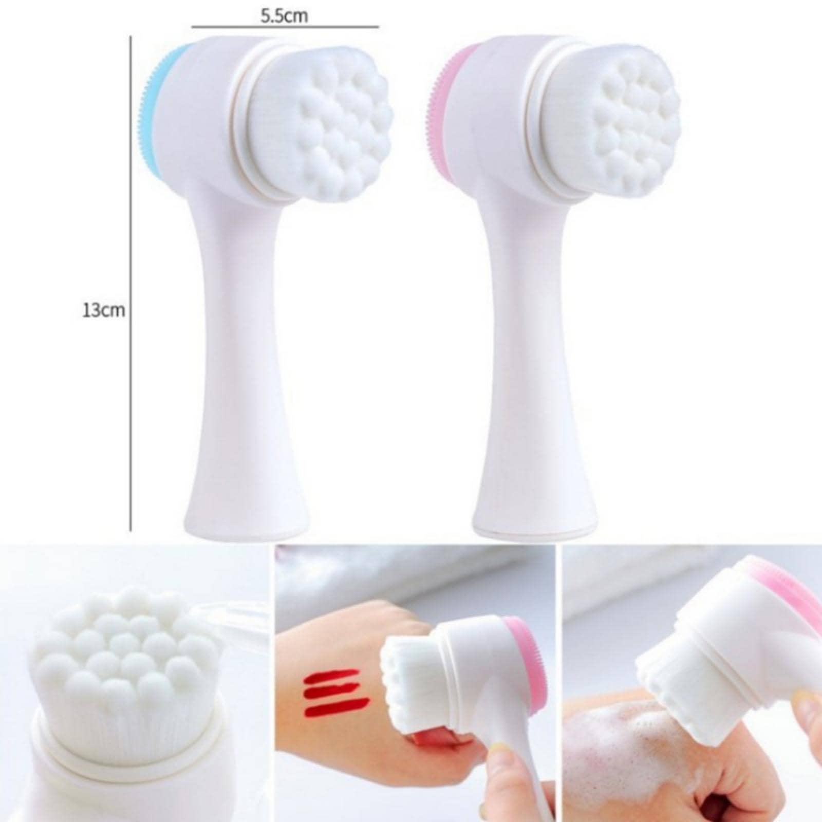 1pc Silica Gel Facial Cleansing Brush Double Sided Facial Cleanser ...