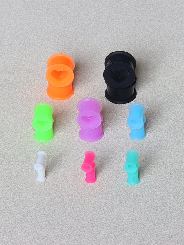 Silicone Jelly Color Heart-Shaped Cylindrical Ear Expanders Are ...