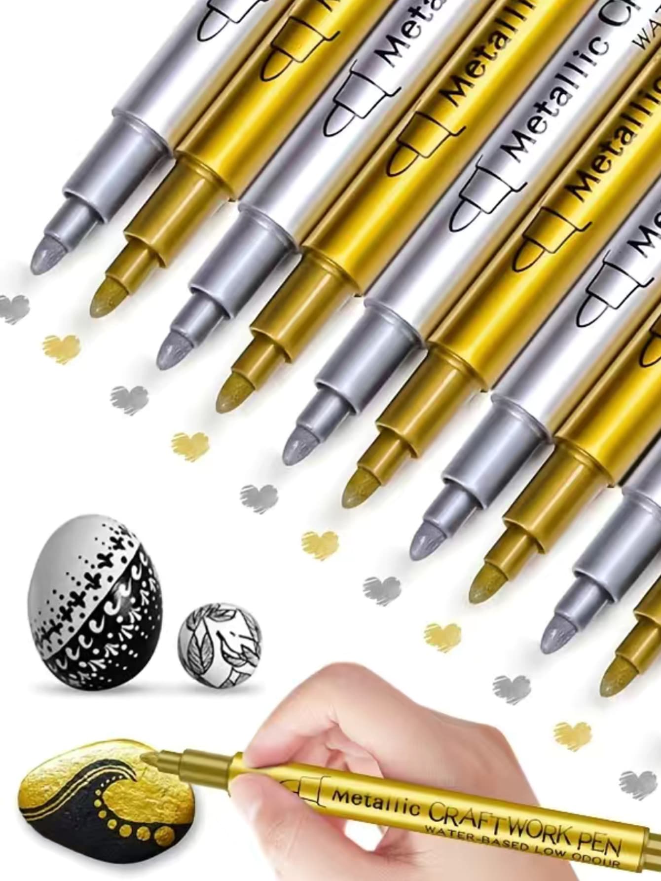 4-piece set of metal craft pens, gold silver check-in pens, signature ...