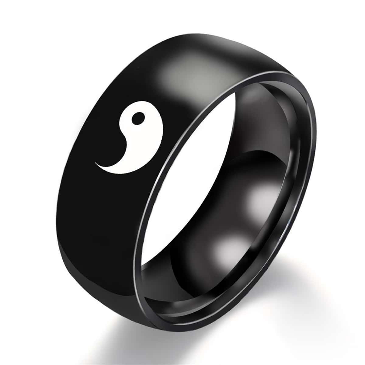 Fashionable And Simple Stainless Steel Silver Yin Yang Couple Rings ...