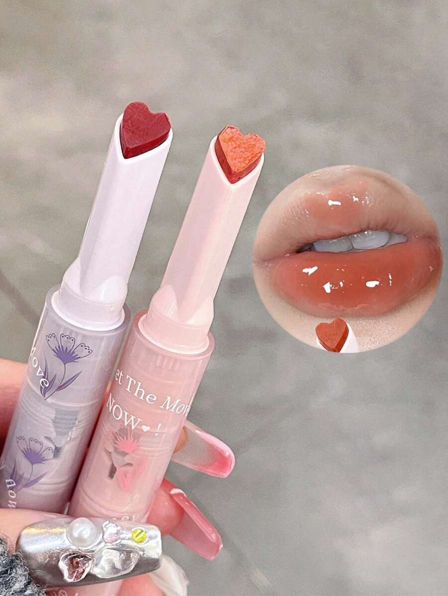 1 Pieza Lápiz Labial De Gelatina Hidratante En Forma De Corazón Con ...