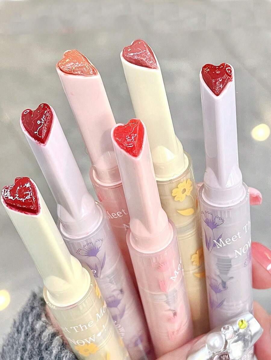 1 Pieza Lápiz Labial De Gelatina Hidratante En Forma De Corazón Con ...