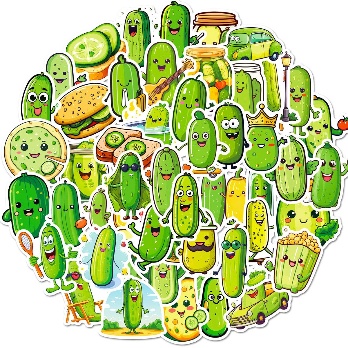50 Sheets Cartoon Cucumber Doodle Sticker | SHEIN USA
