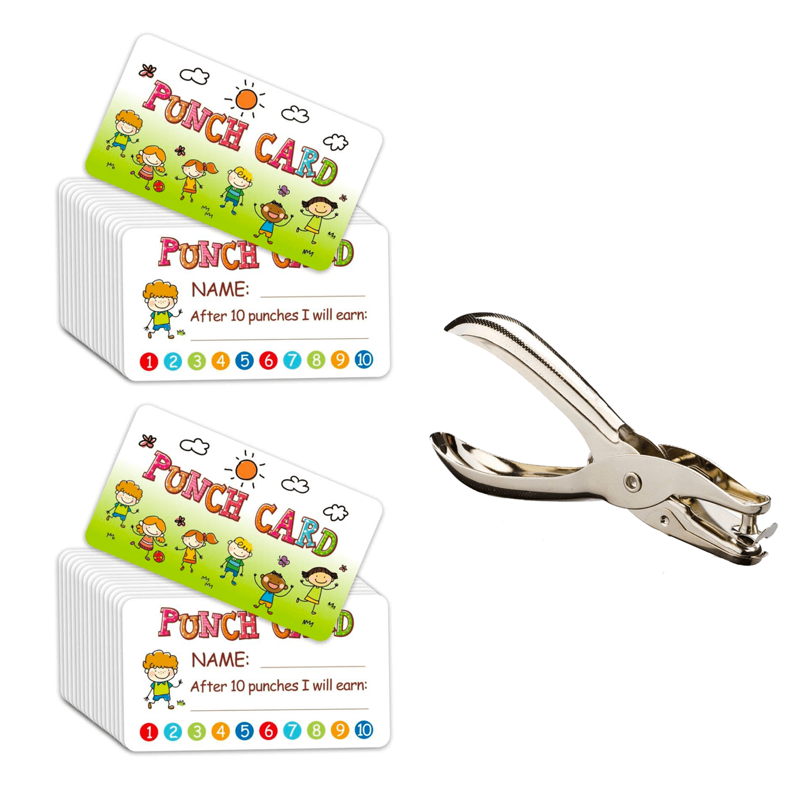 100Pcs Punch Cards With Hole Puncher, My Reward Cards for Classroom ...