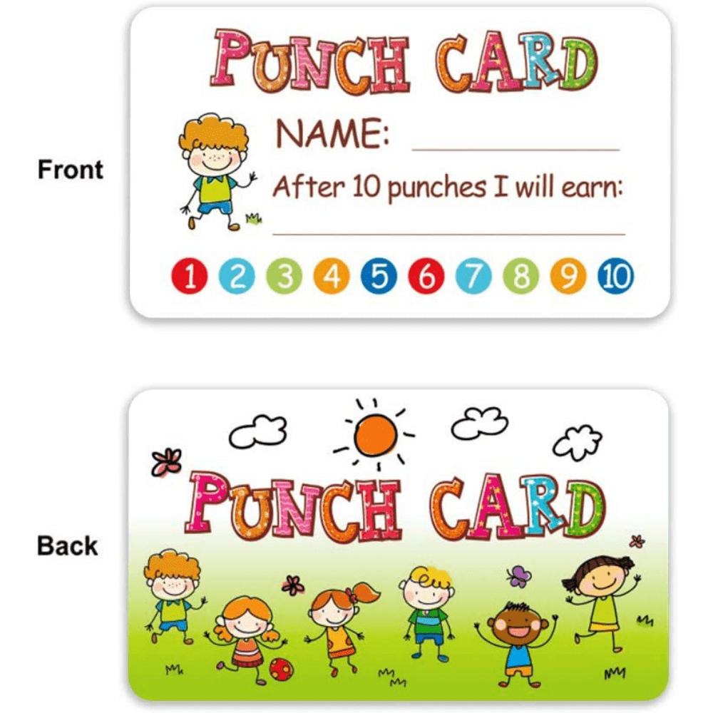 100Pcs Punch Cards With Hole Puncher, My Reward Cards for Classroom ...