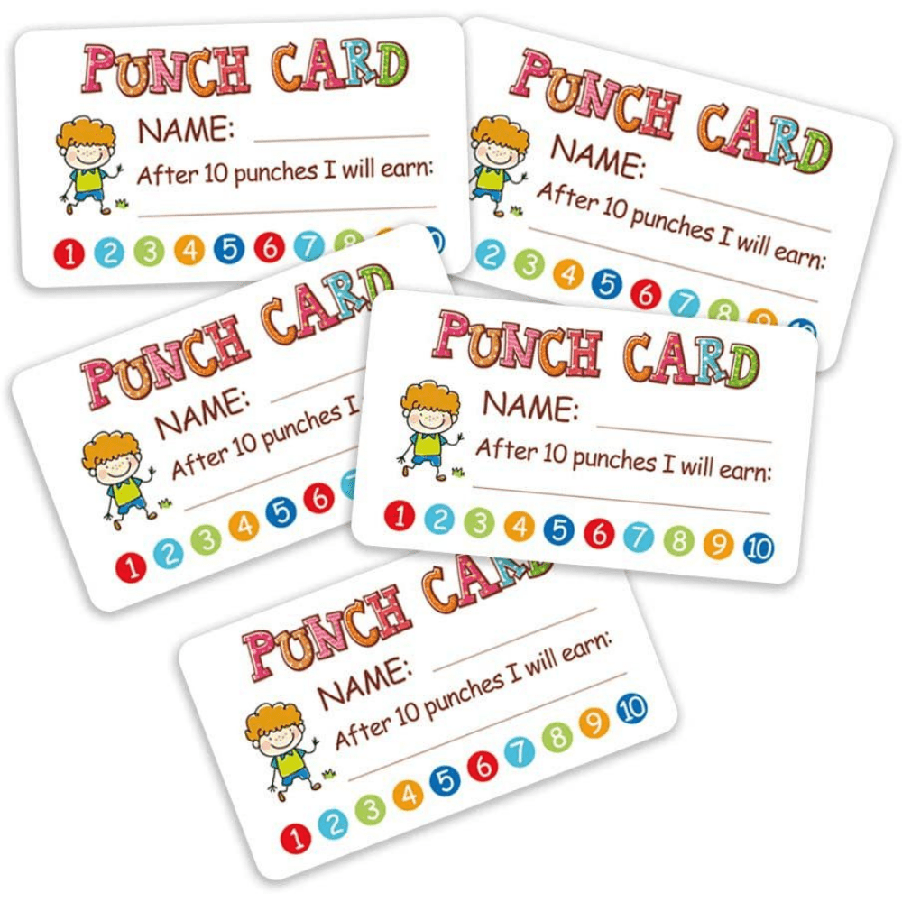 100Pcs Punch Cards With Hole Puncher, My Reward Cards for Classroom ...