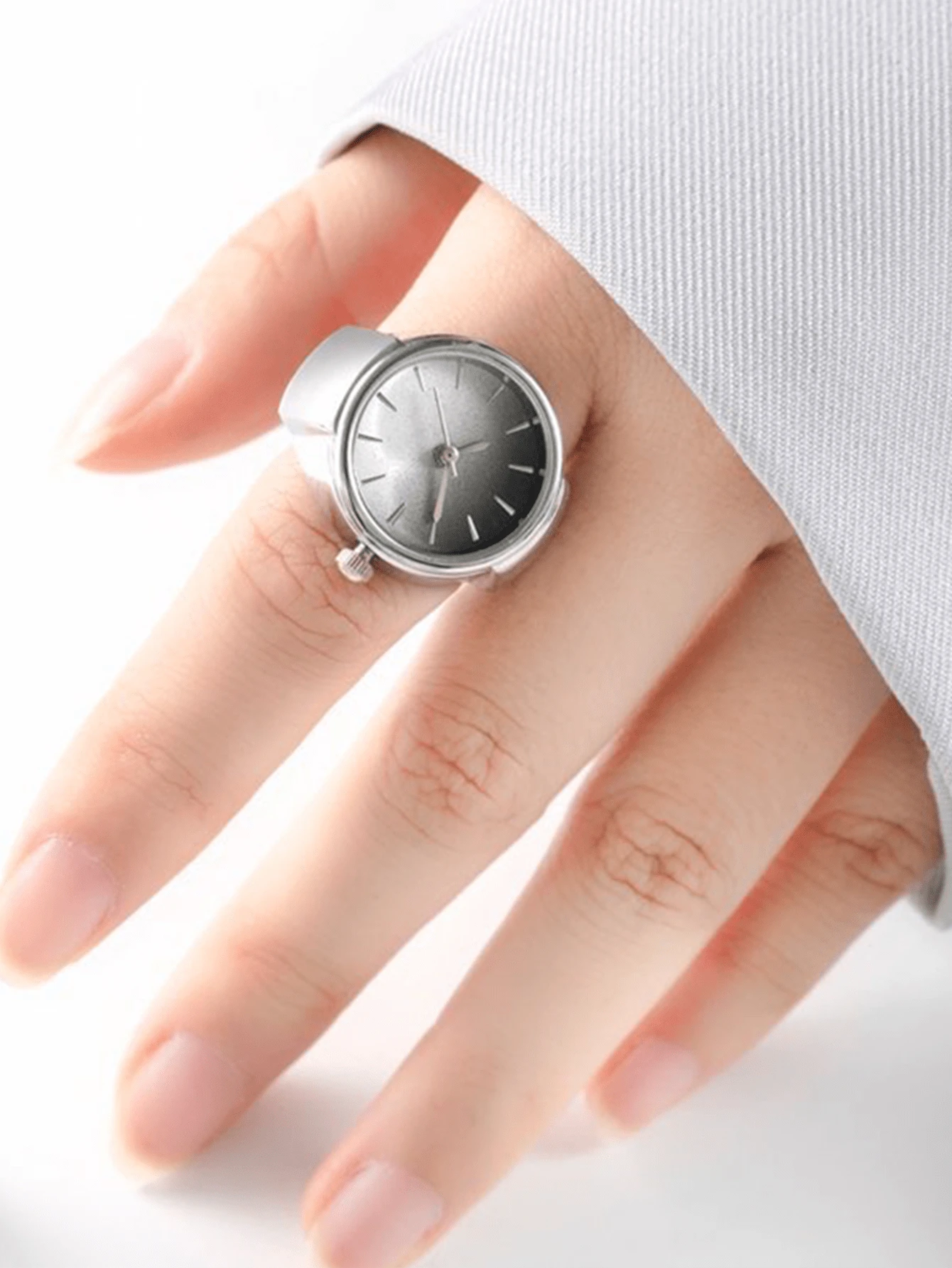 miniatura Anillo Reloj , creativo dedo Reloj cuarzo con verde esfera ...