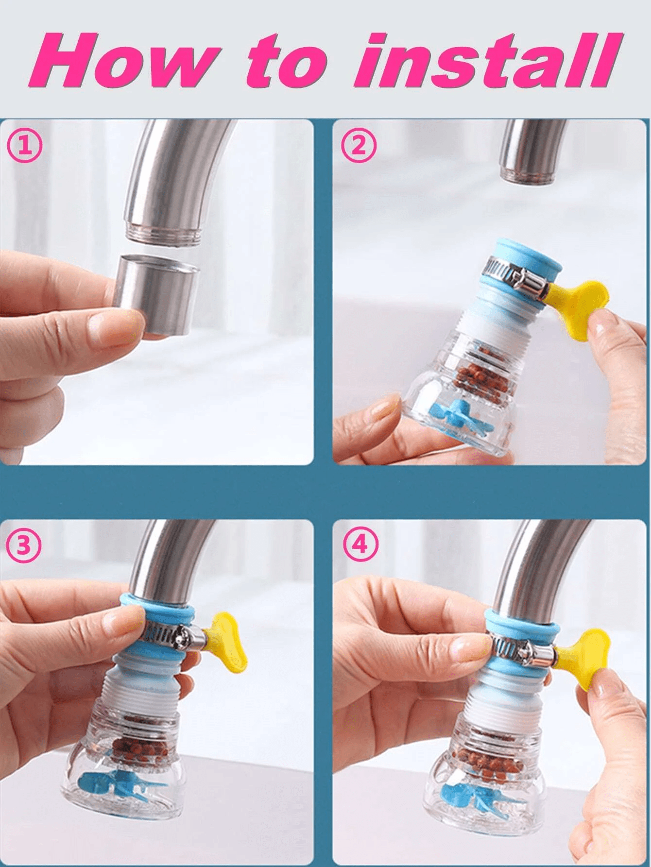 1pc 360 Degree Rotatable Splash-proof Tap Filter, Stretchable Tap ...