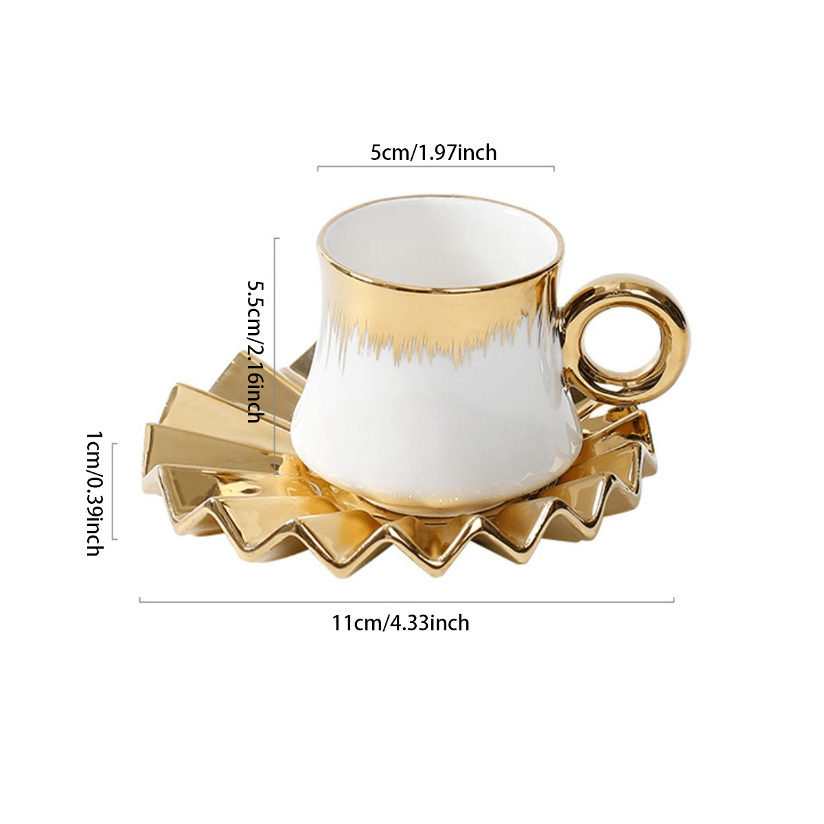 1 Set 90ml Ceramic Gold Plated Coffee Cup Set, Including 6 Cups & 6 ...