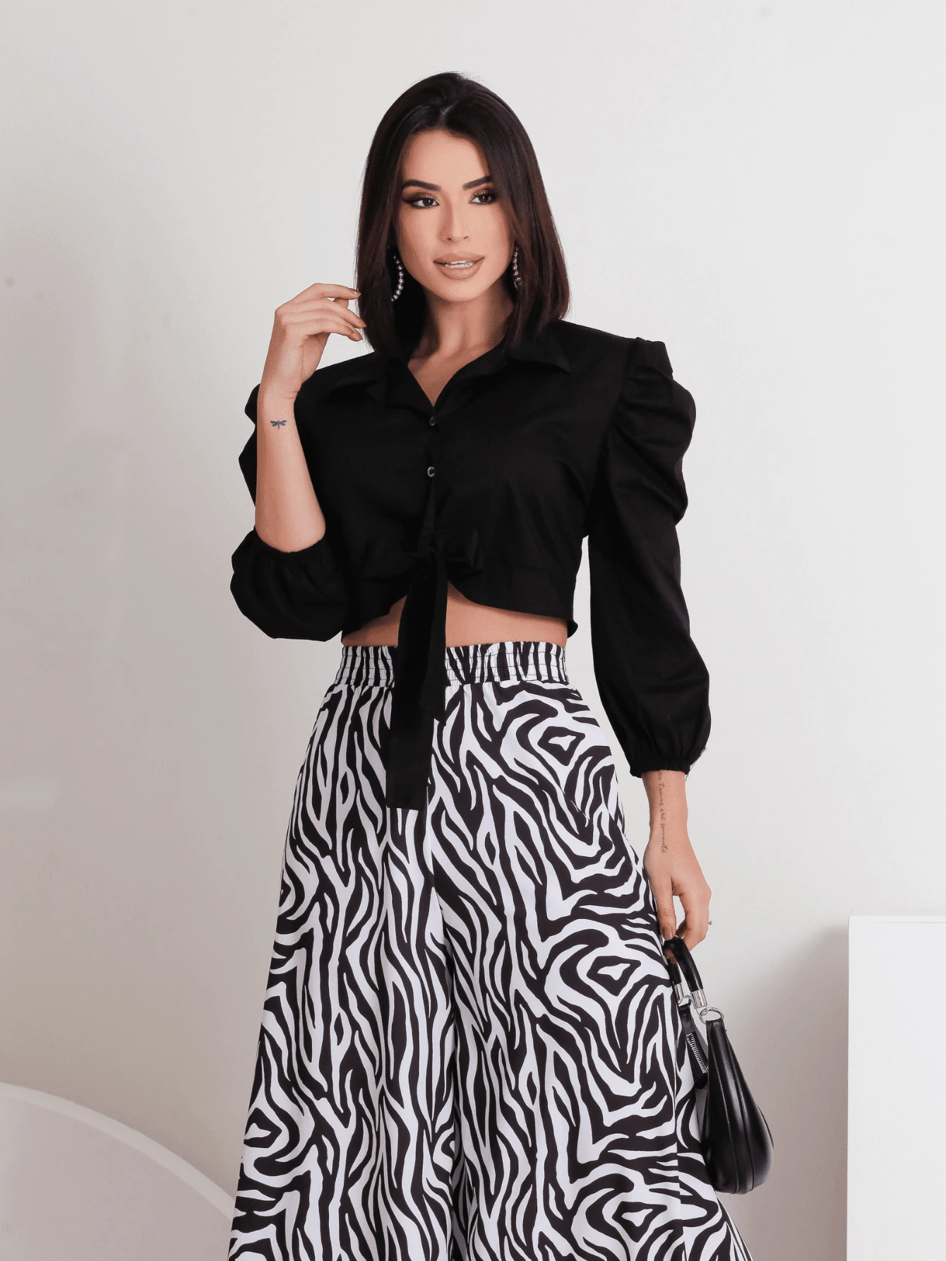 Calça Pantalona Com Elástico Animal Print Zebra - Isa | SHEIN Brasil