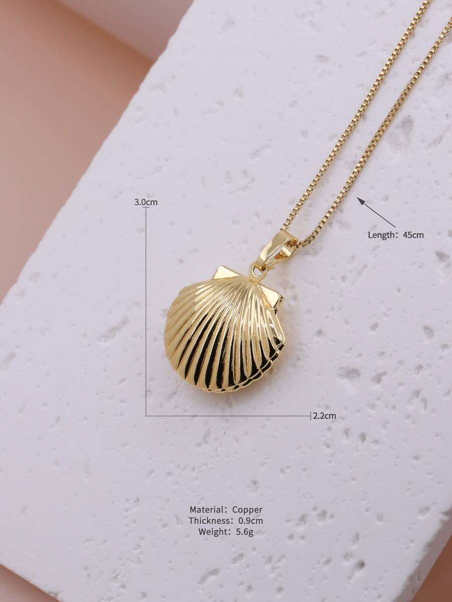 New Nordic Style Small Simple Hollow Fan -Shaped Shell Photo Locket ...