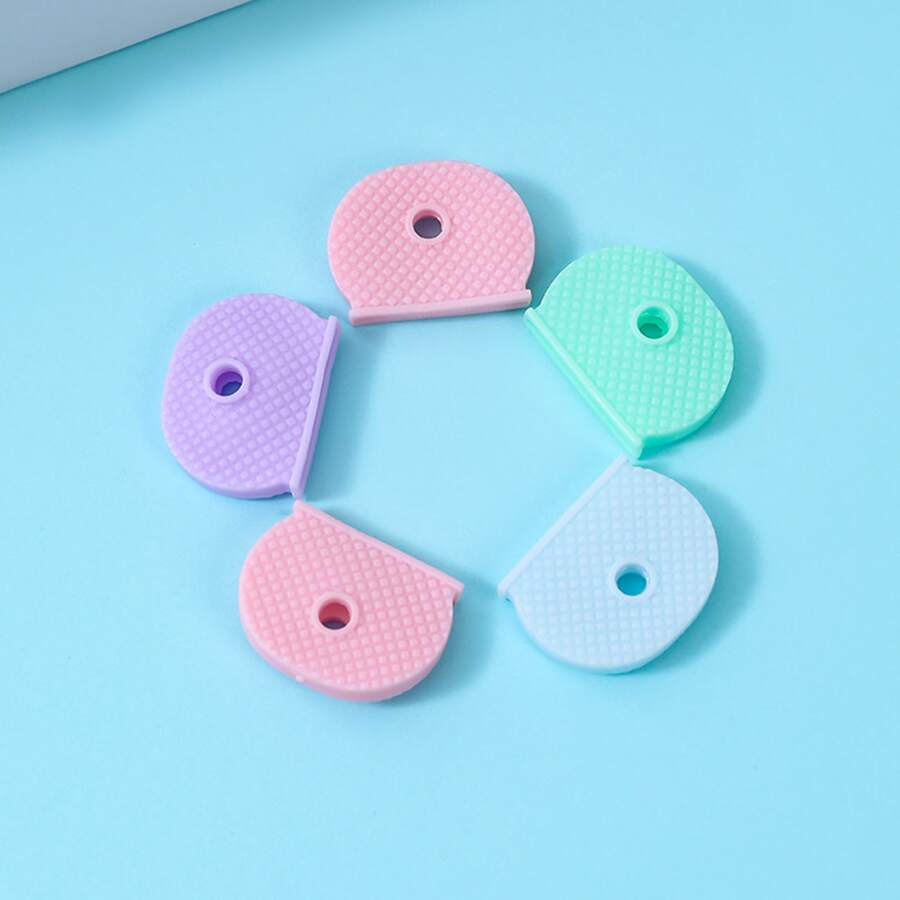 5pcs Macaron Colored Silicone Elastic Key Covers, Waterproof Slip-proof ...