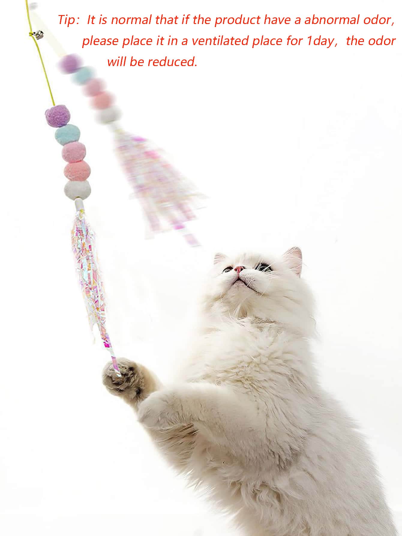 1pc Pet Play Toy For Cats, With Elastic Cord, Feather Bell And Real ...