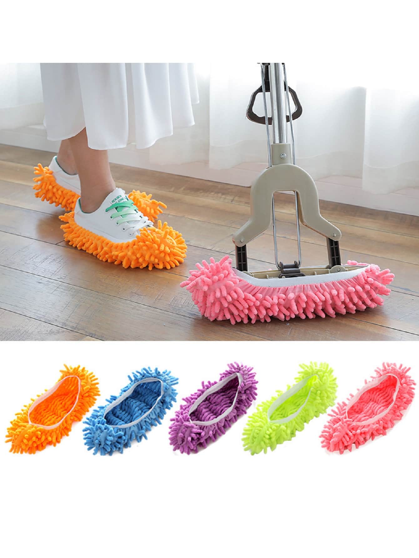 2pcs Detachable And Washable Mopping Slippers Cover Household Floor ...