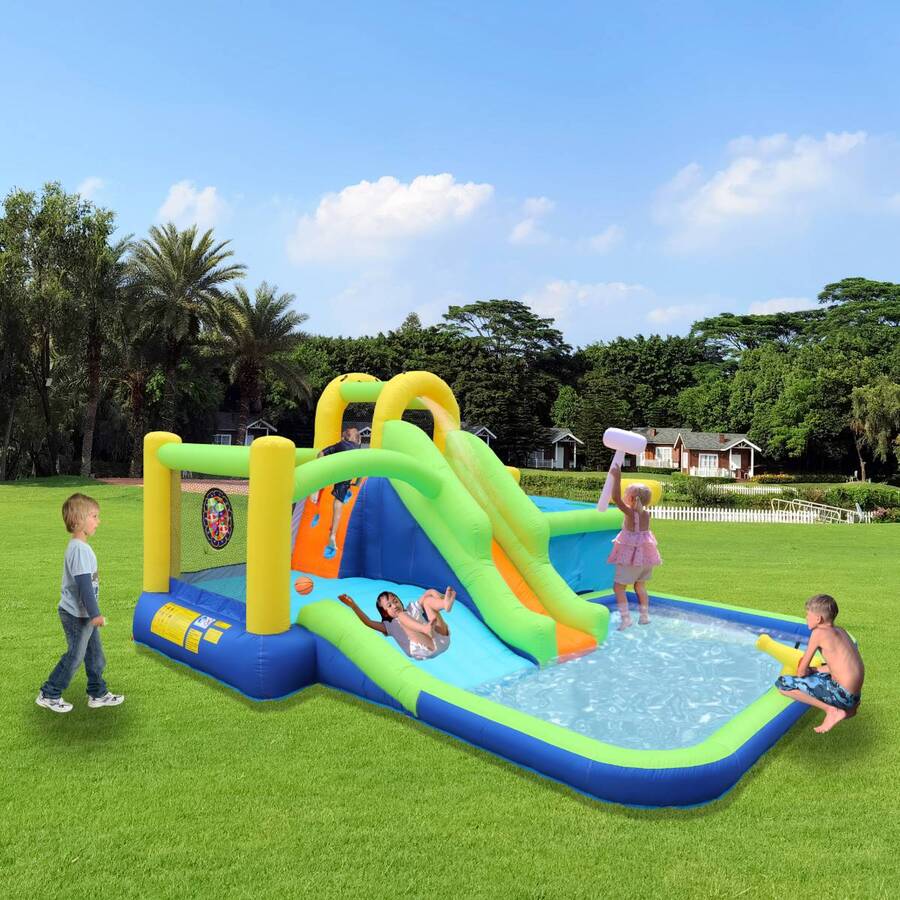 7 in1 Inflatable slide water park bouncing house outdoor garden bouncer ...