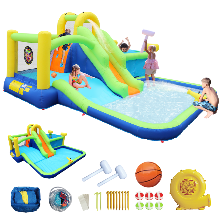 7 in1 Inflatable slide water park bouncing house outdoor garden bouncer ...