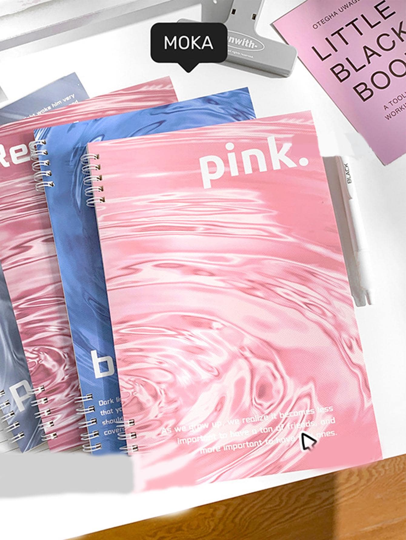 60 Sheets Pink Water Ripple Coil Notebook, Vintage High-value Creative ...