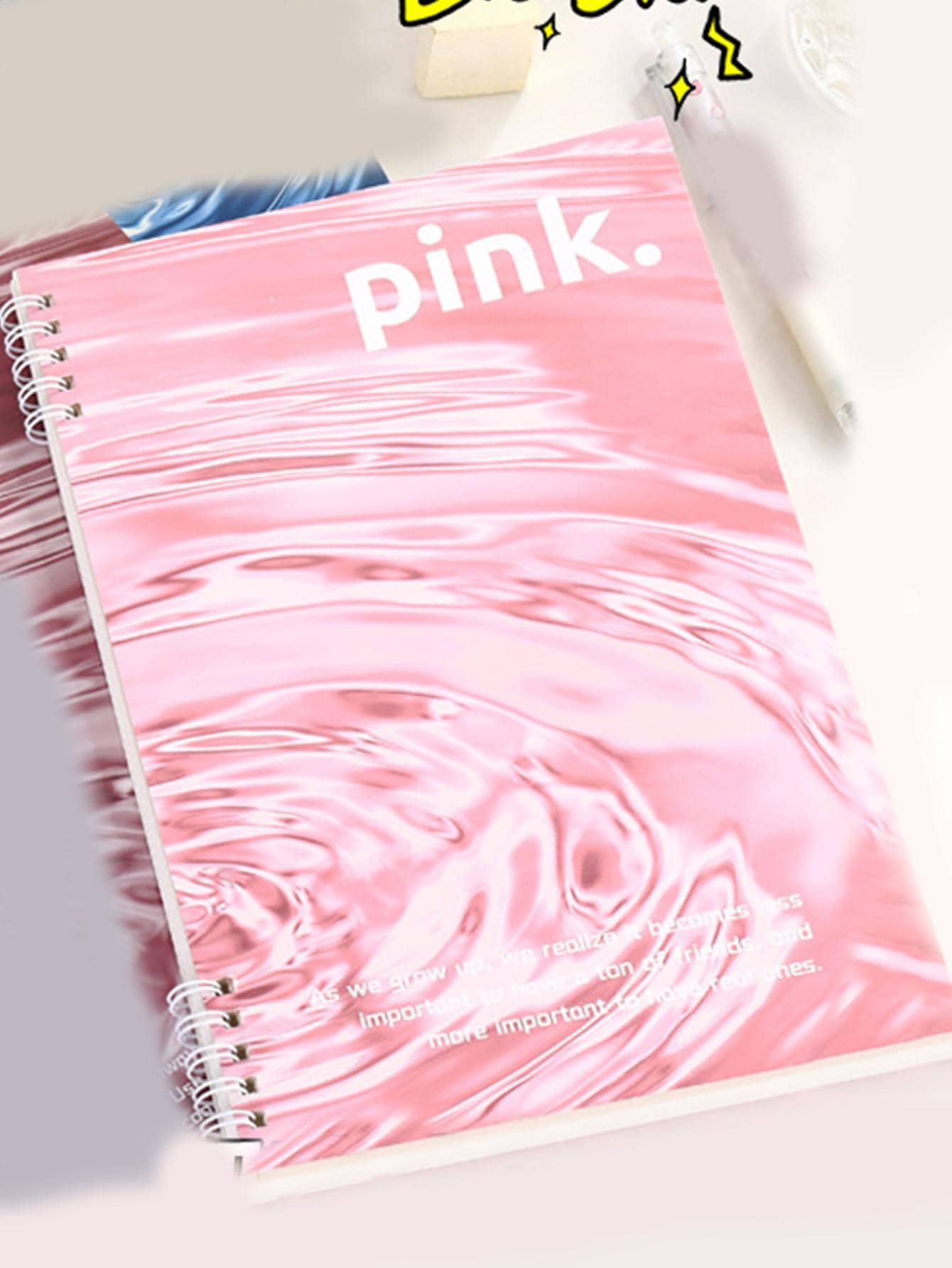 60 Sheets Pink Water Ripple Coil Notebook, Vintage High-value Creative ...