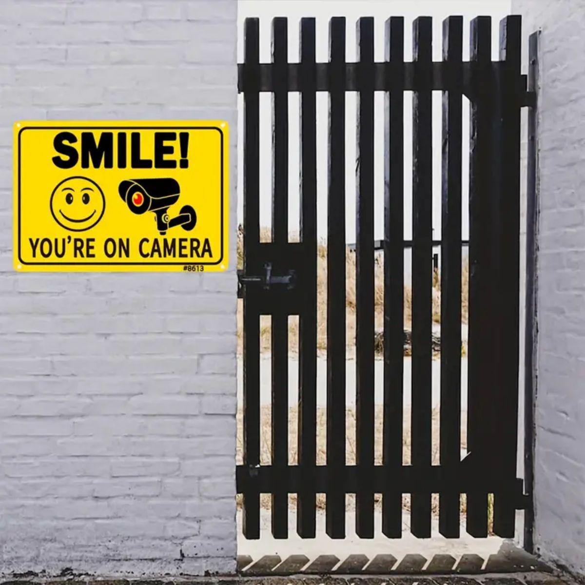2pcs Smile Your On Camera Sign, Video Surveillance Signs Outdoor,UV ...