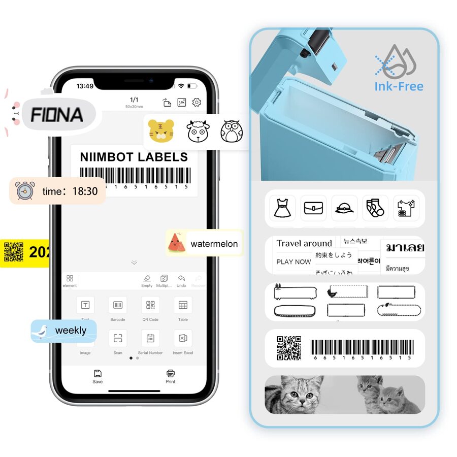 NIIMBOT D110 Label Maker Machine With Tape, Small Thermal Sticker ...