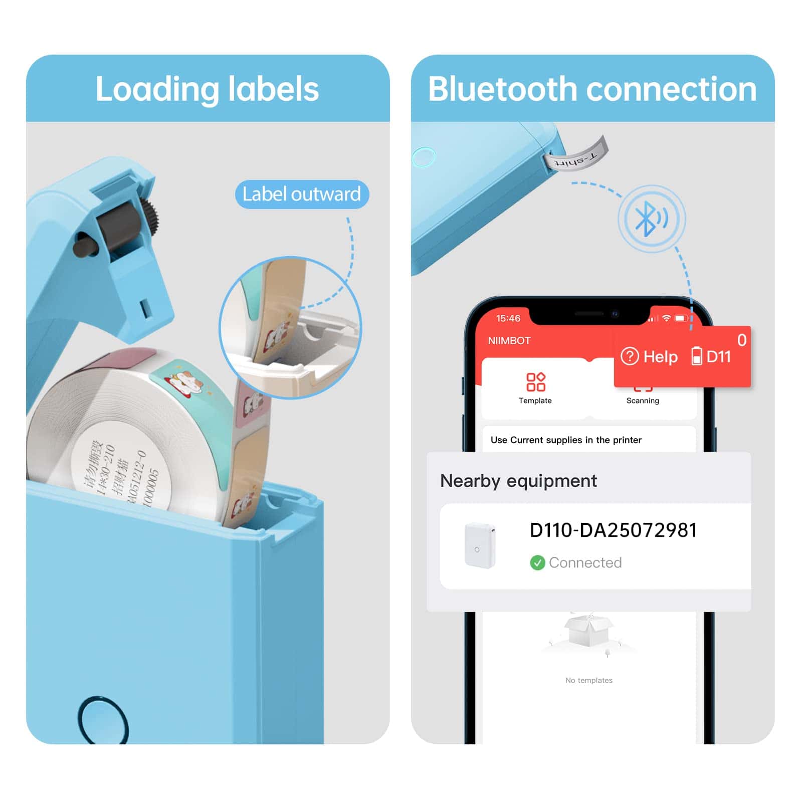 NIIMBOT D110 Label Maker Machine With Tape, Small Thermal Sticker ...