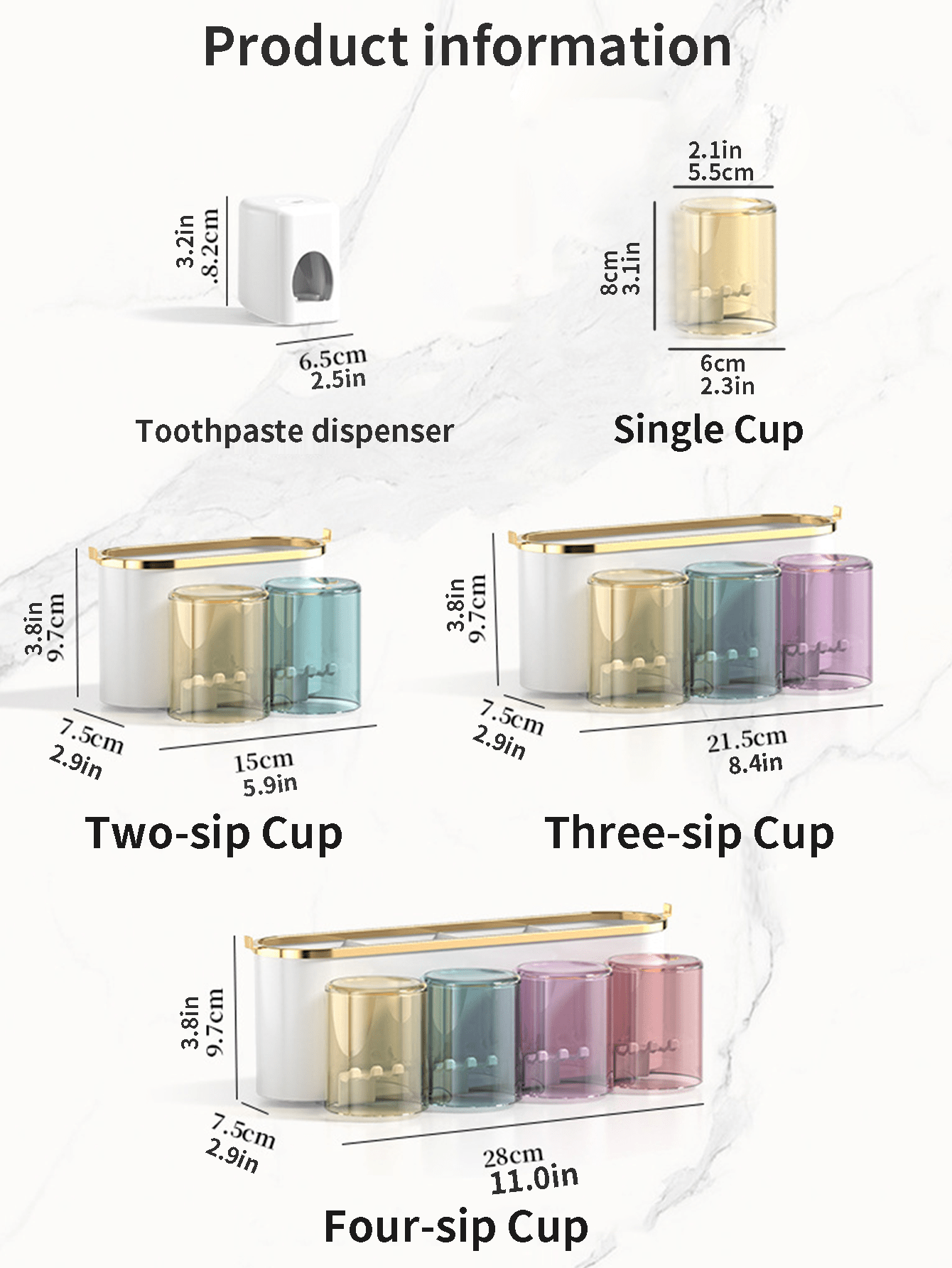 1set Toothbrush Holder With 2 Cups, Creative Wall Mounted Toothbrush ...