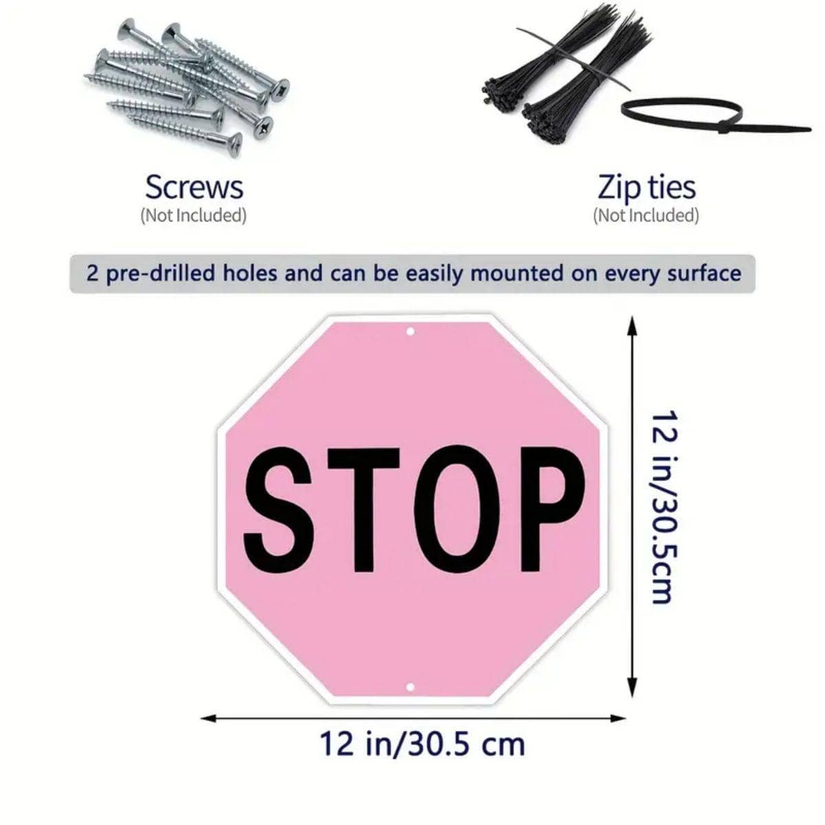 Joivida 1pc Pink Stop Sign Room Decor, Street Signs 12 X 12 Inches ...