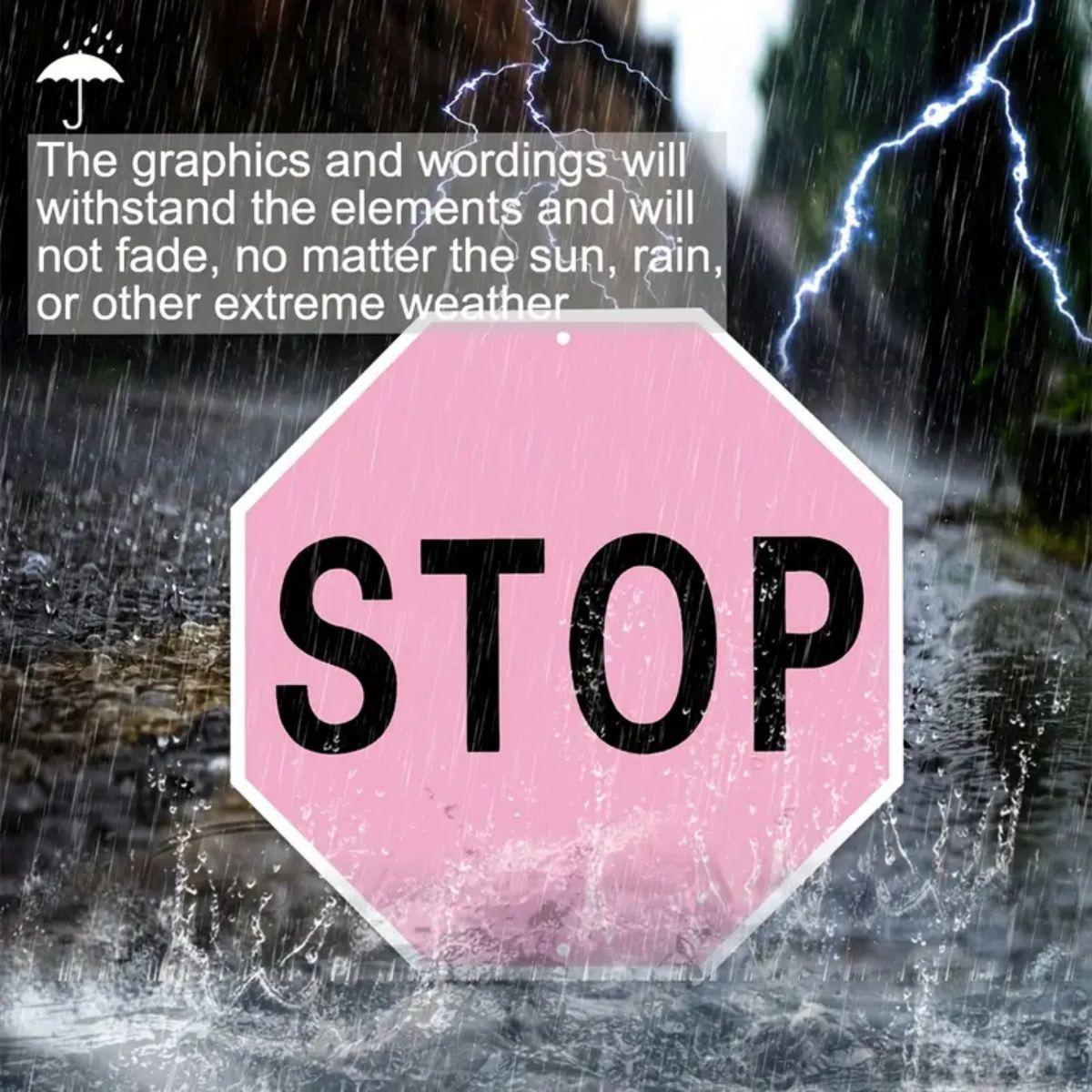 Joivida 1pc Pink Stop Sign Room Decor, Street Signs 12 X 12 Inches ...