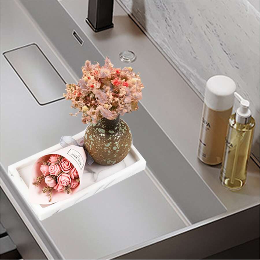 Silicone Bathroom Vanity Tray Rectangle Soap and Sponge Holder Kitchen ...