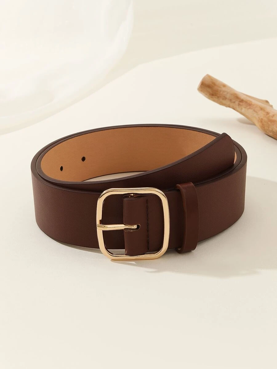 1pc Women's Basic Checkered Flat Buckle Belt, Suitable For Daily Work ...