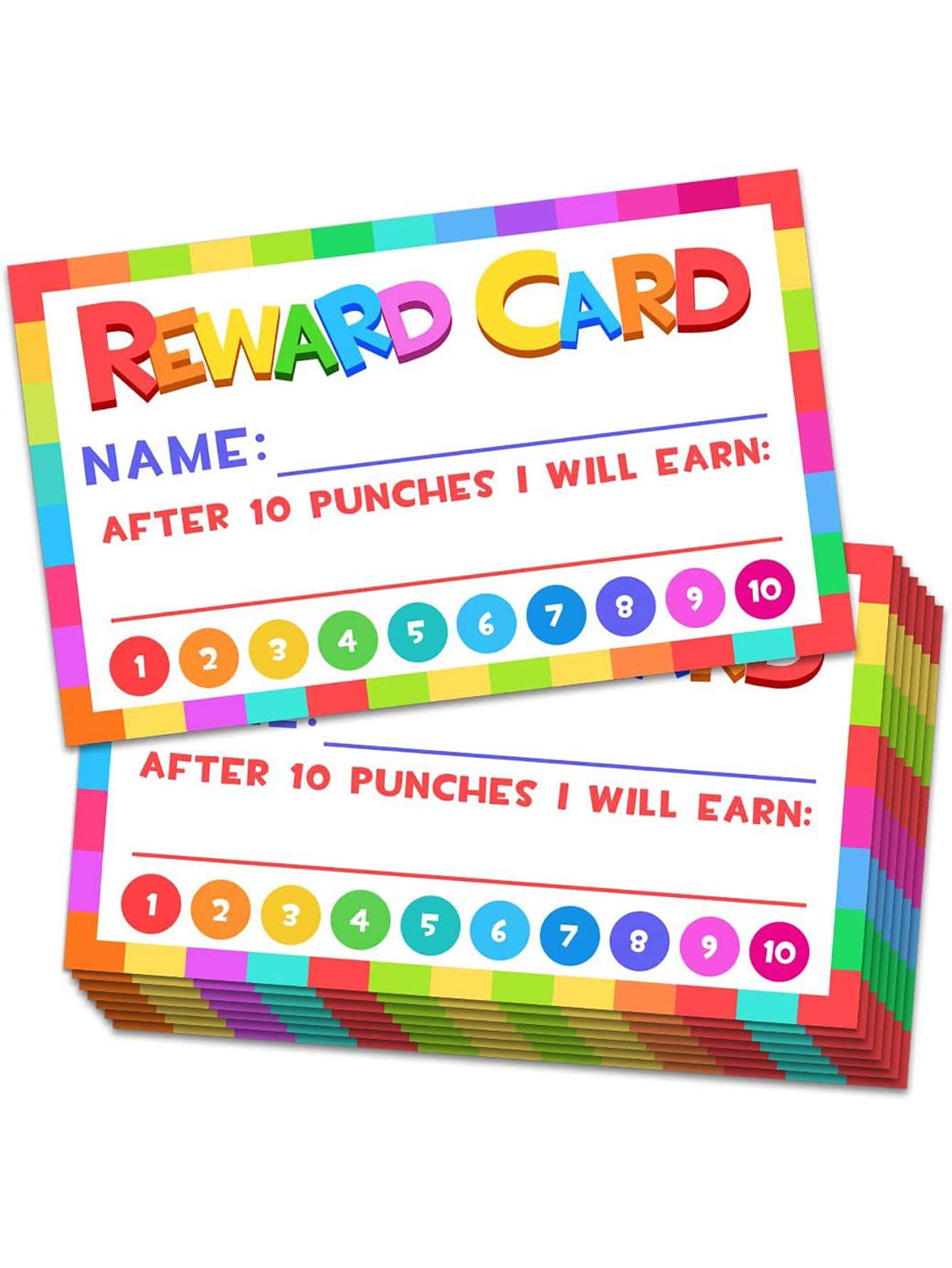 50pcs Colorful Creative Classroom/home/family Children's Punch Card For ...