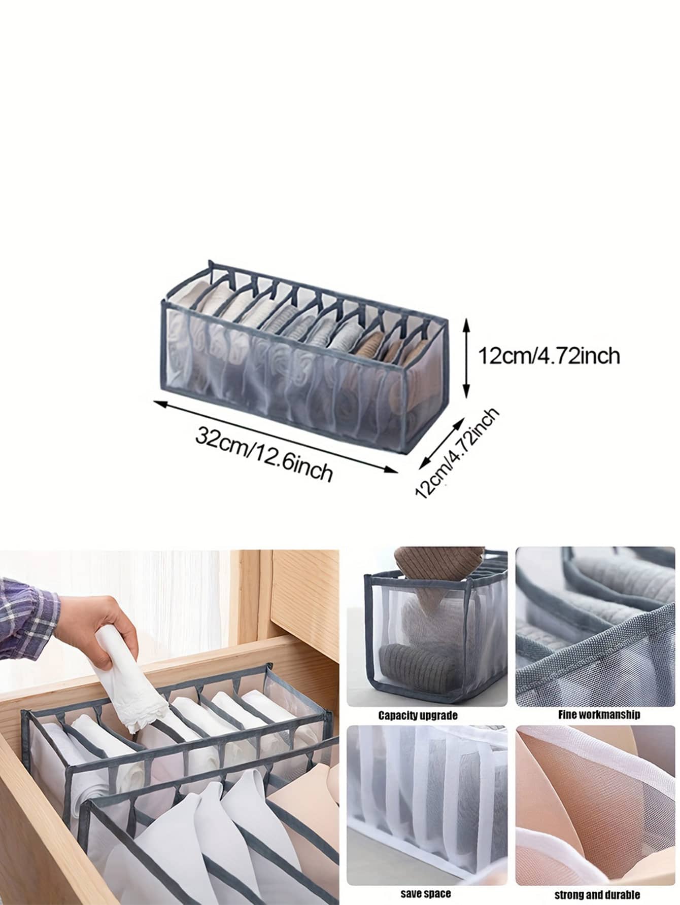 1pc 11-grid Storage Bag, Simple Mesh Underwear, Sock, Clothes Separator ...