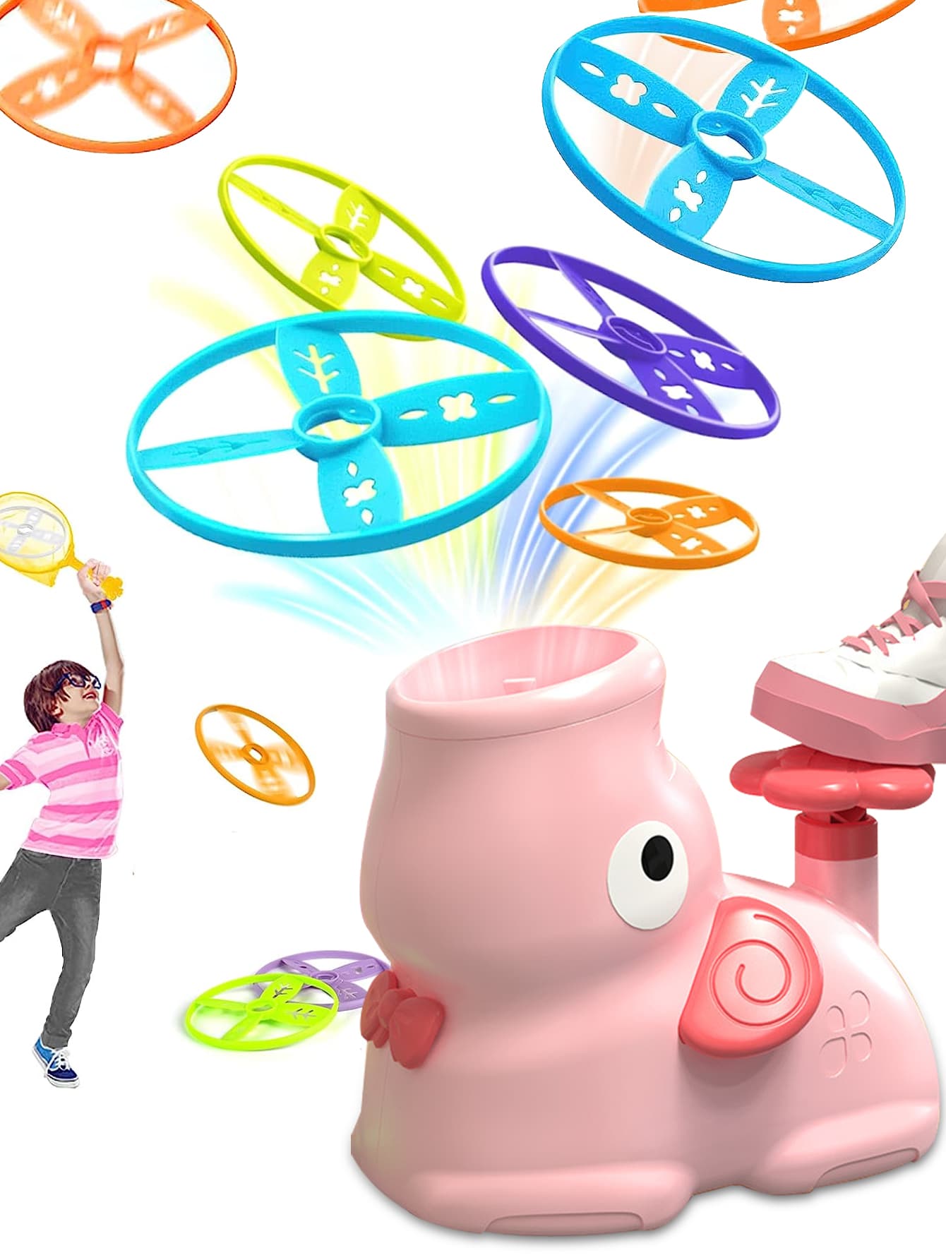 Outdoor Toys For Kids Ages 4-8, Outside Flying Disk Rocket Launcher ...